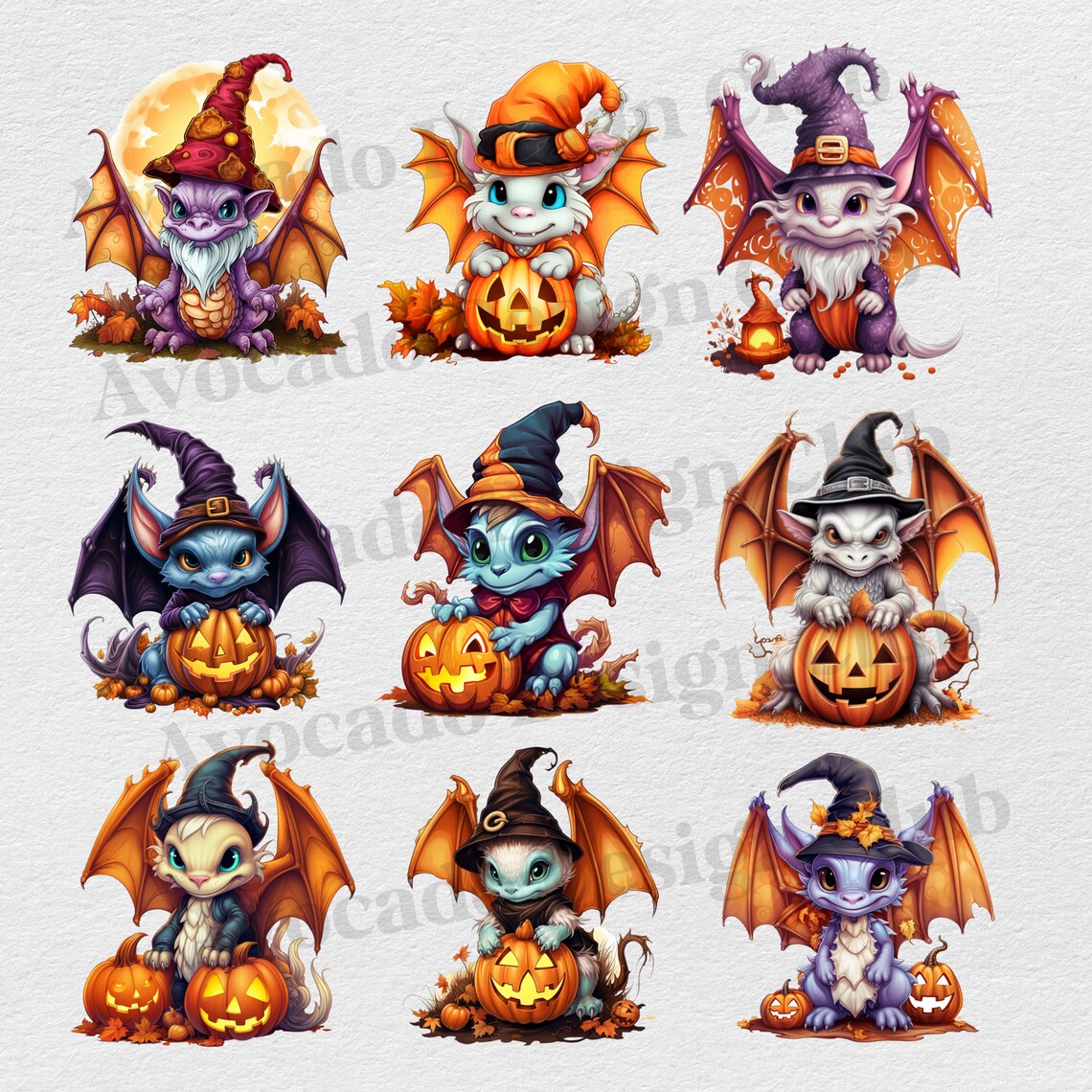 Baby Dragon Clipart Halloween Dragon Clipart Watercolor - Etsy