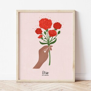 Ohio State Flower Red Carnation Flower Ohio Print Ohio Gifts State ...