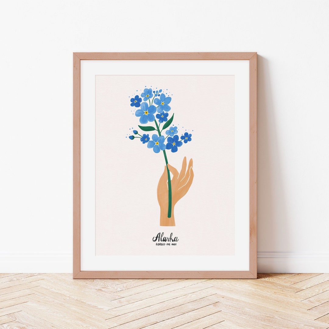 Alaska Art | Forget Me Not Print | State Flowers | Alaska Poster ...
