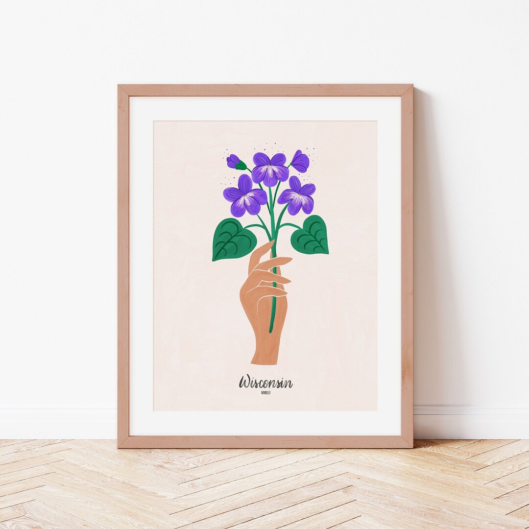 Wisconsin State Flower Art Print - Violet Flower Art for First ...