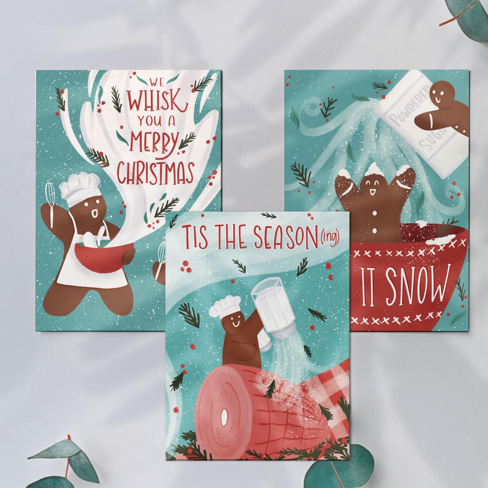 Gingerbread Man Christmas Card Funny Food Pun Christmas Card Tis the ...