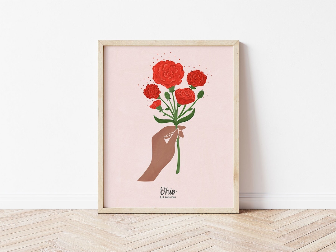 Ohio State Flower Red Carnation Flower Ohio Print Ohio Gifts State ...