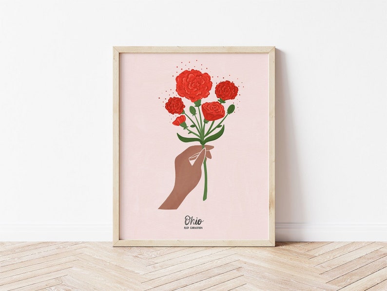 Ohio State Flower Red Carnation Flower Ohio Print Ohio Gifts State ...