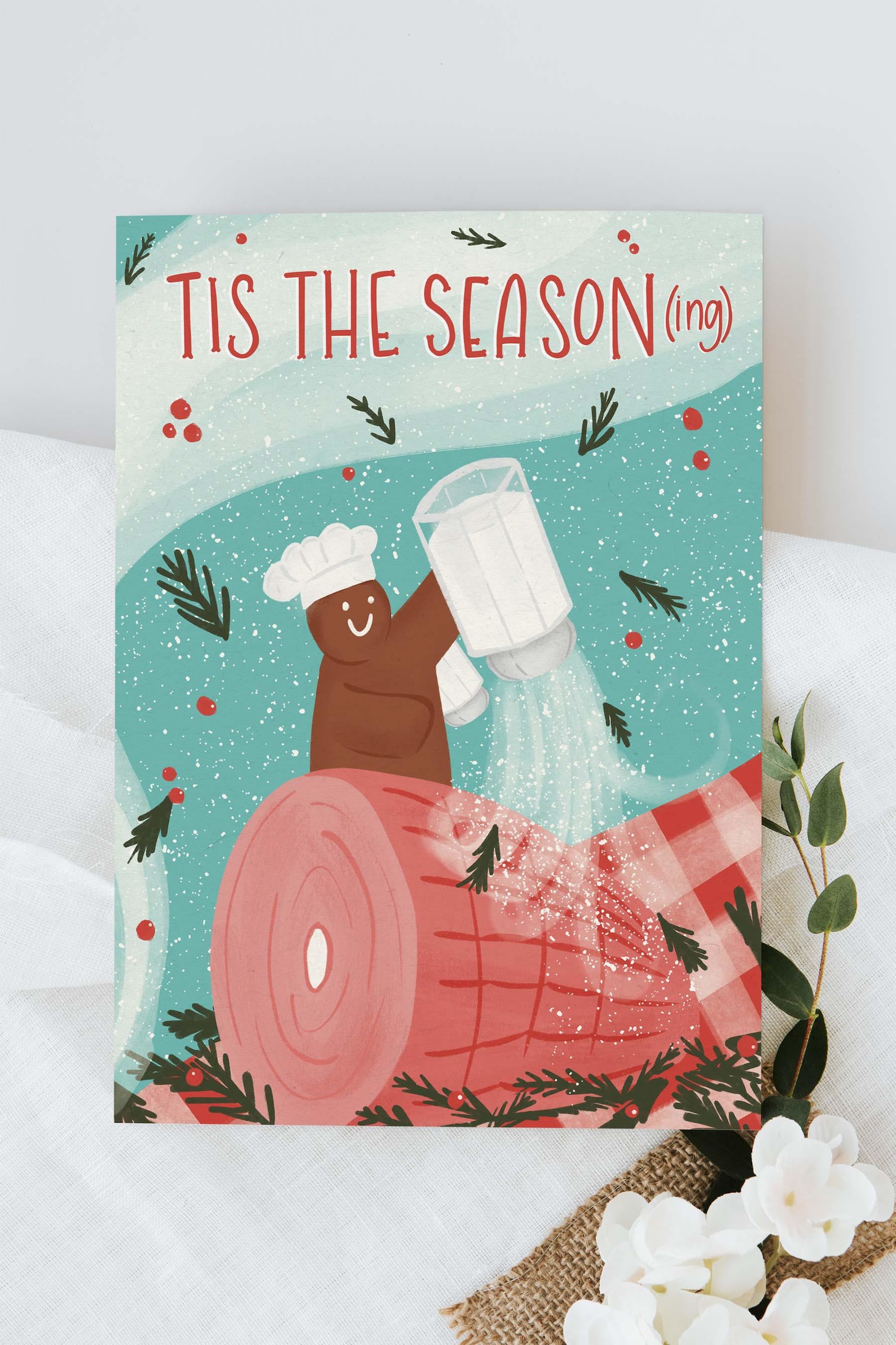 Gingerbread Man Christmas Card Funny Food Pun Christmas Card Tis the ...