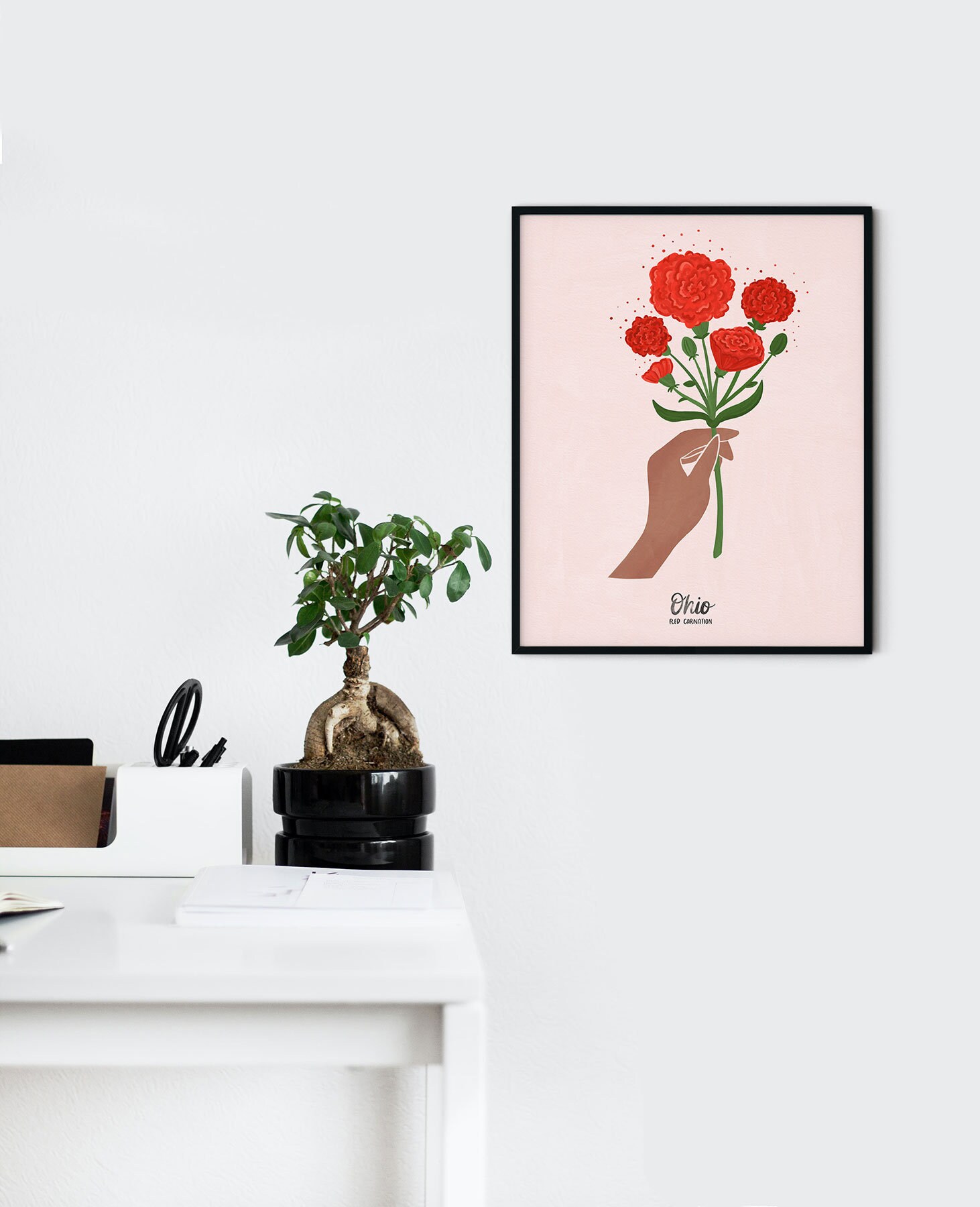 Ohio State Flower Red Carnation Flower Ohio Print Ohio Gifts State ...