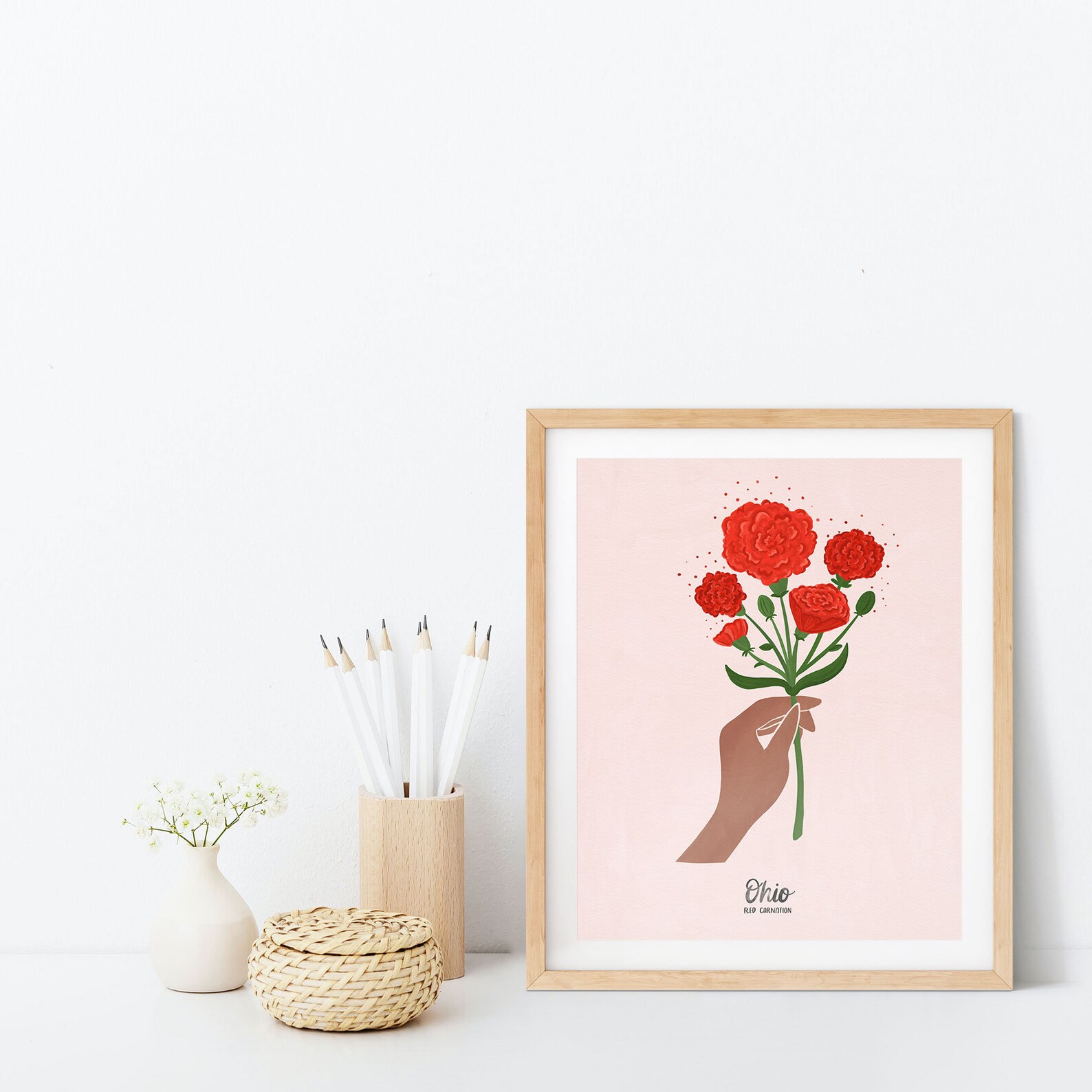 Ohio State Flower Red Carnation Flower Ohio Print Ohio Gifts State ...