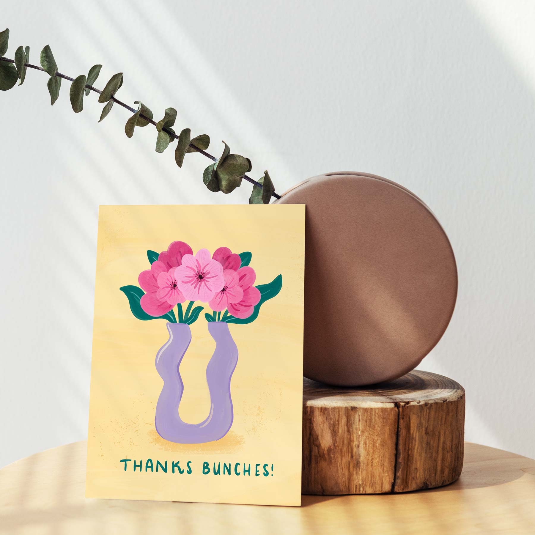 Modern Wavy Vase Thank You Card - Funky Vase Flowers Thanks Card ...