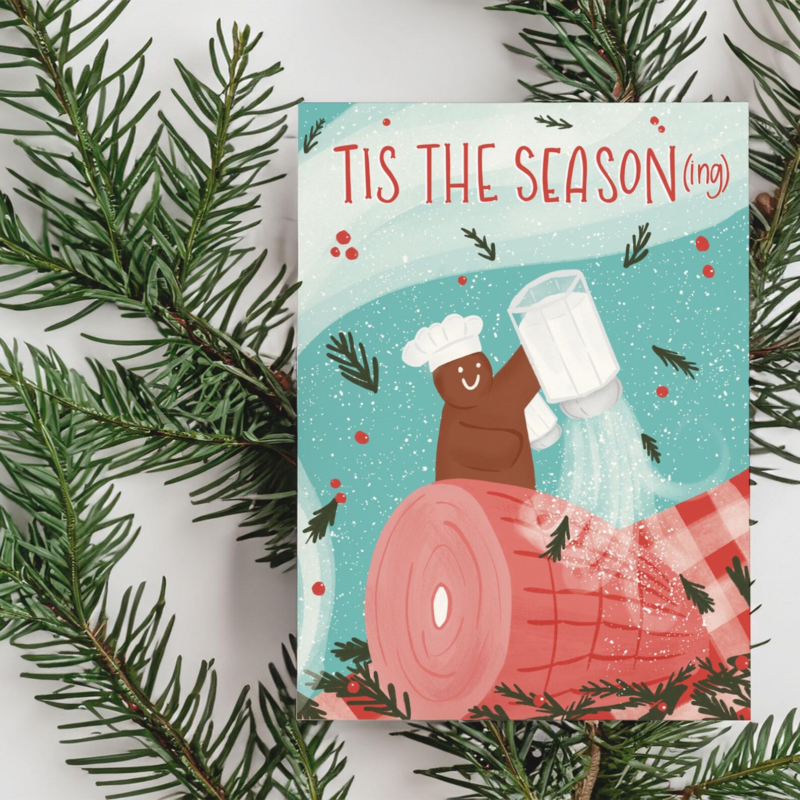 Gingerbread Man Christmas Card Funny Food Pun Christmas Card Tis the ...