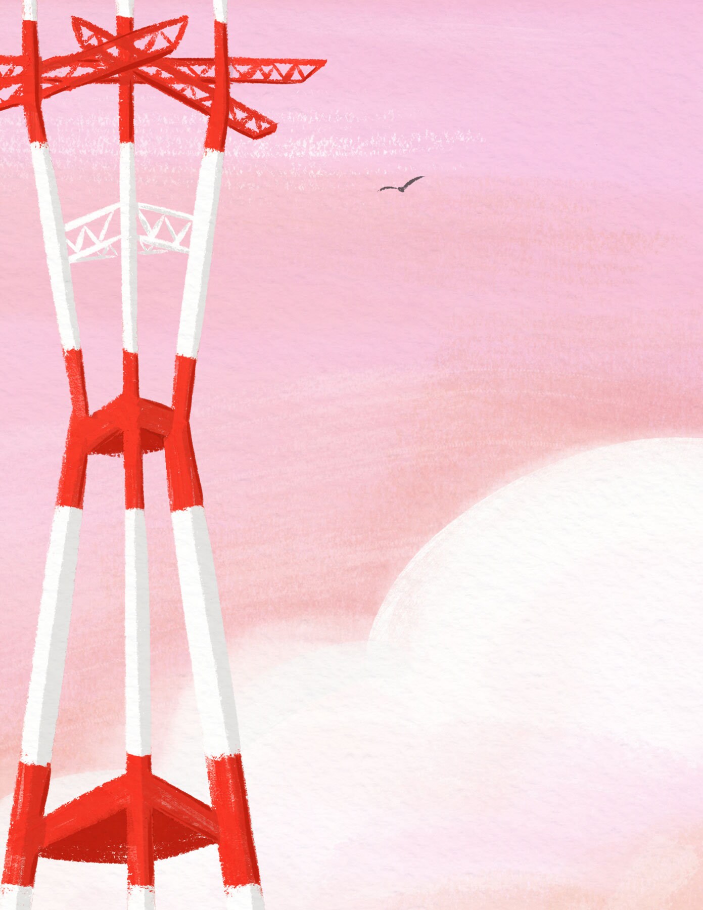 Sutro Tower San Francisco Art Print Pink Sunset Karl The Fog Etsy