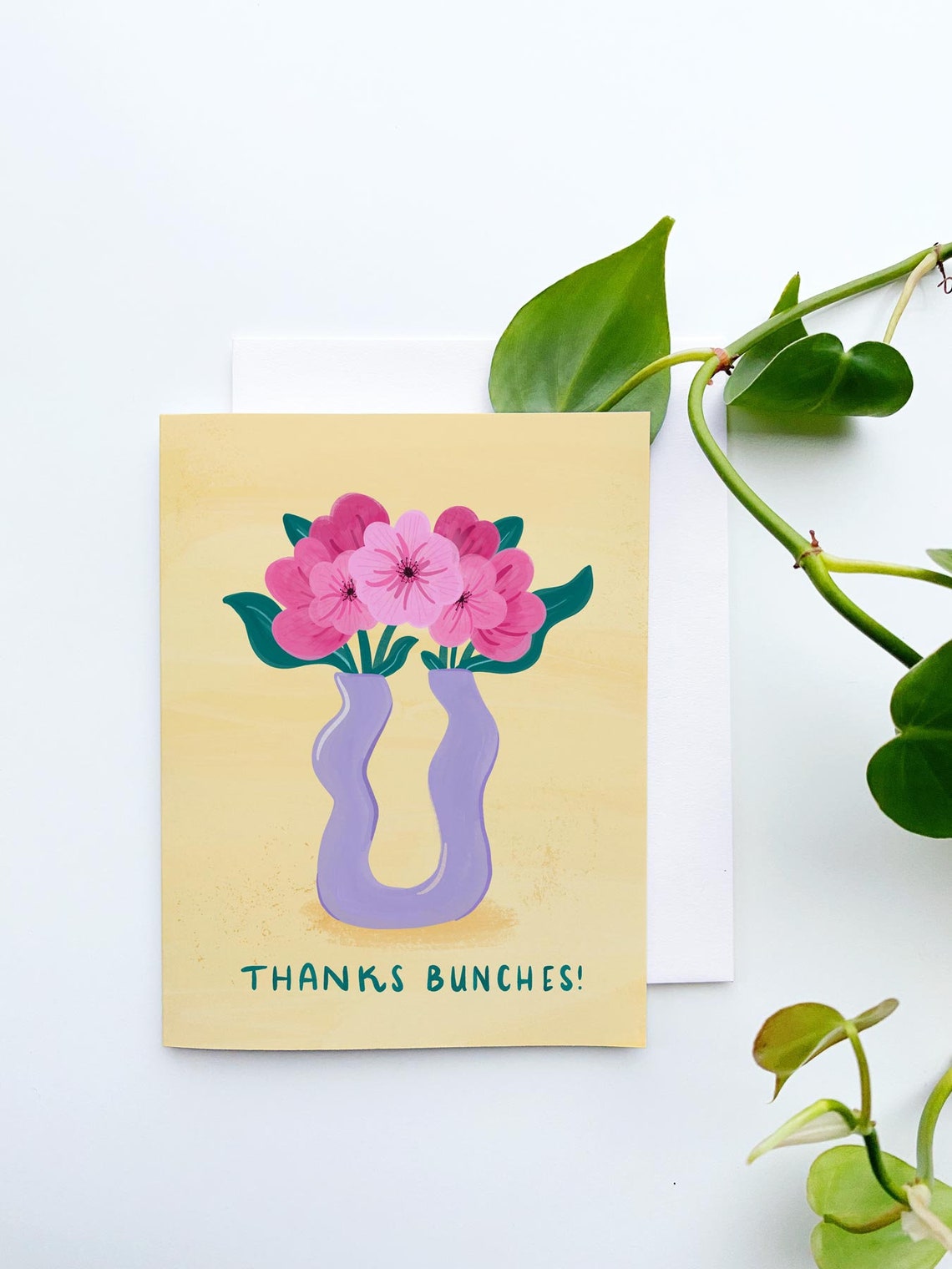 Modern Wavy Vase Thank You Card - Funky Vase Flowers Thanks Card ...