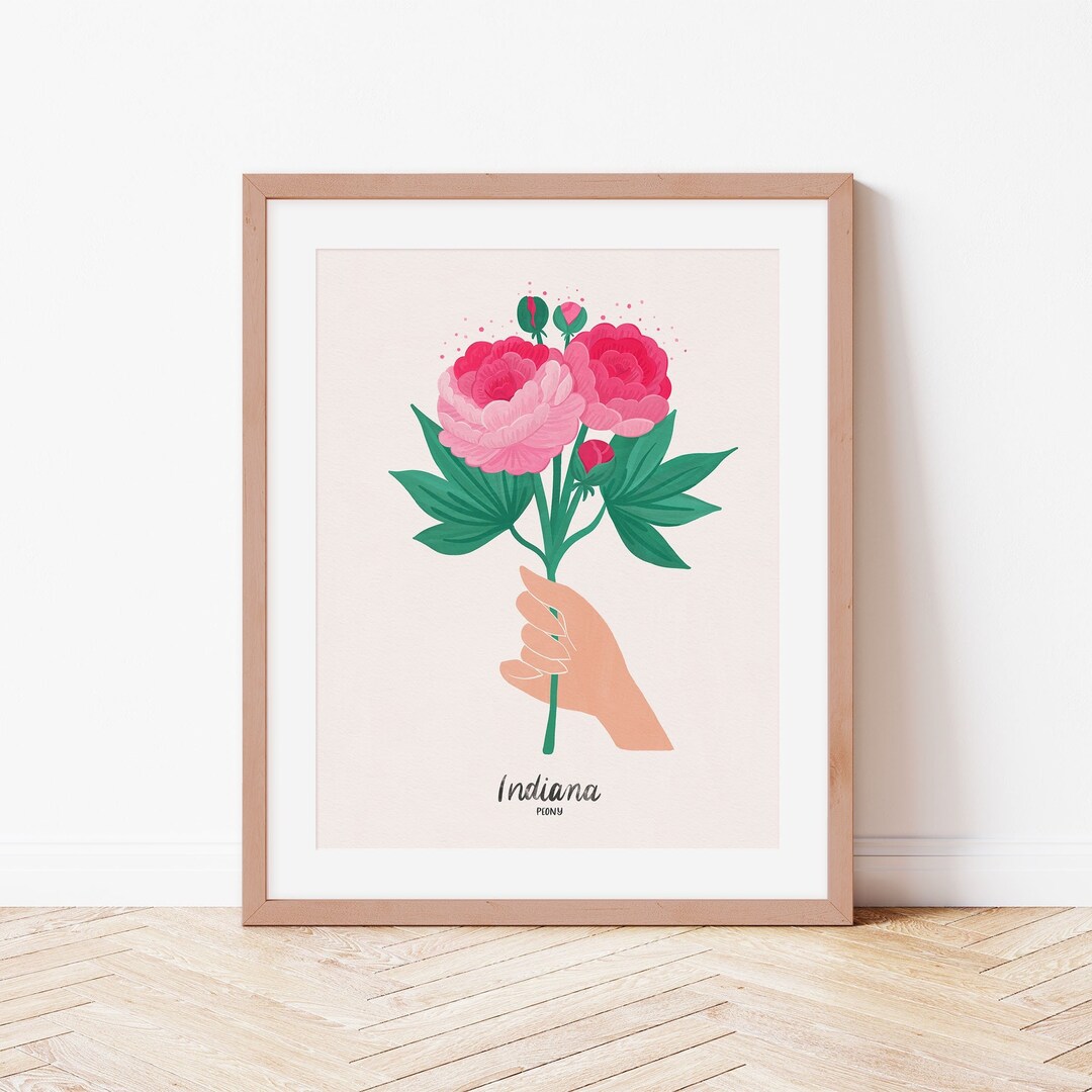 Indiana State Flower | Peony Wall Art| Indiana Art | Indiana Poster ...