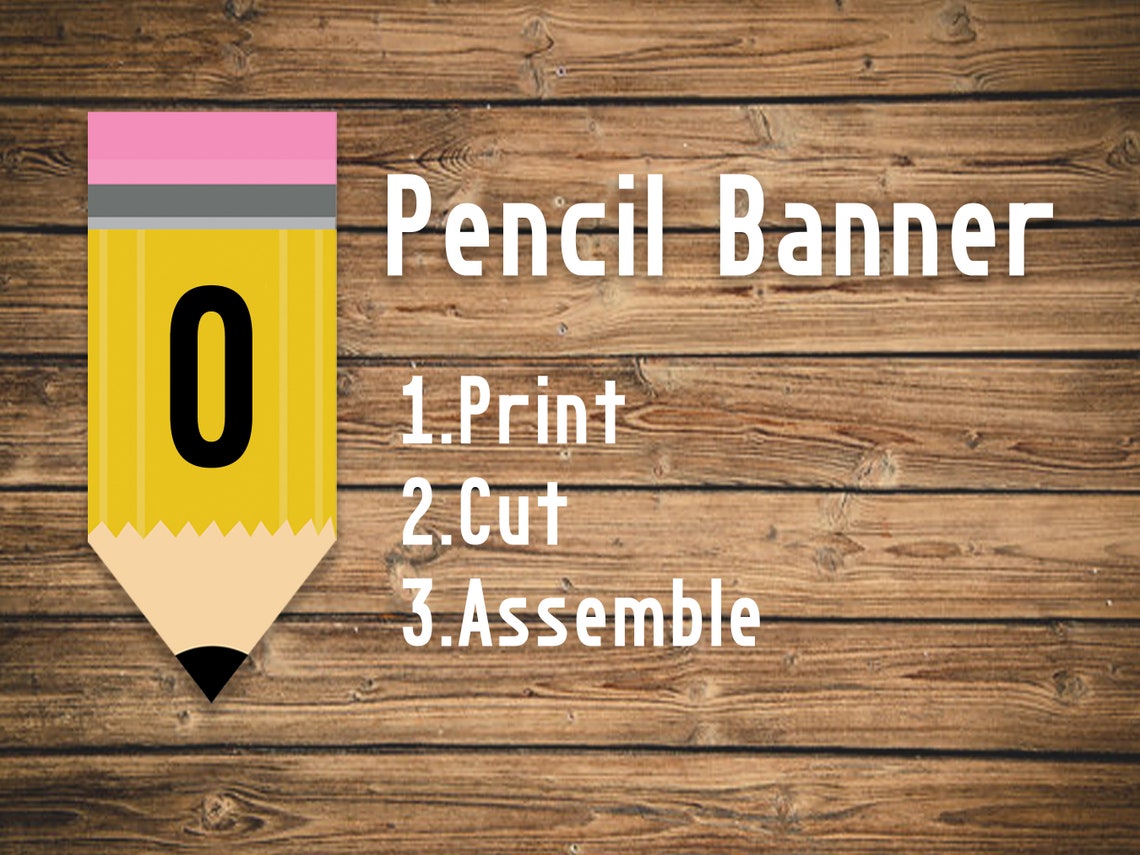 Pencil Banner - First Day of School - First Day of Kindergarten -back ...