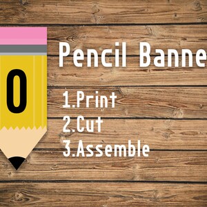 Pencil Banner - First Day of School - First Day of Kindergarten -back ...