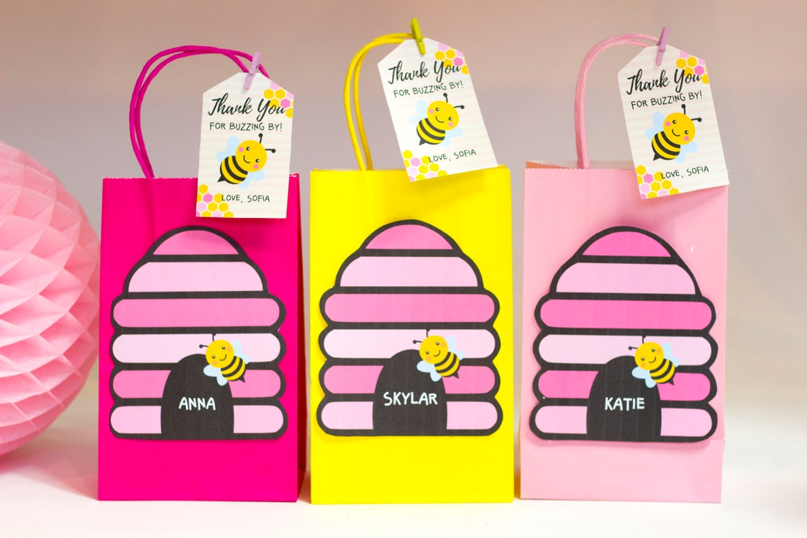 Bumble Bee Favor Bags - Cute as a Bee - Bumble Bee Treats - Pink and ...