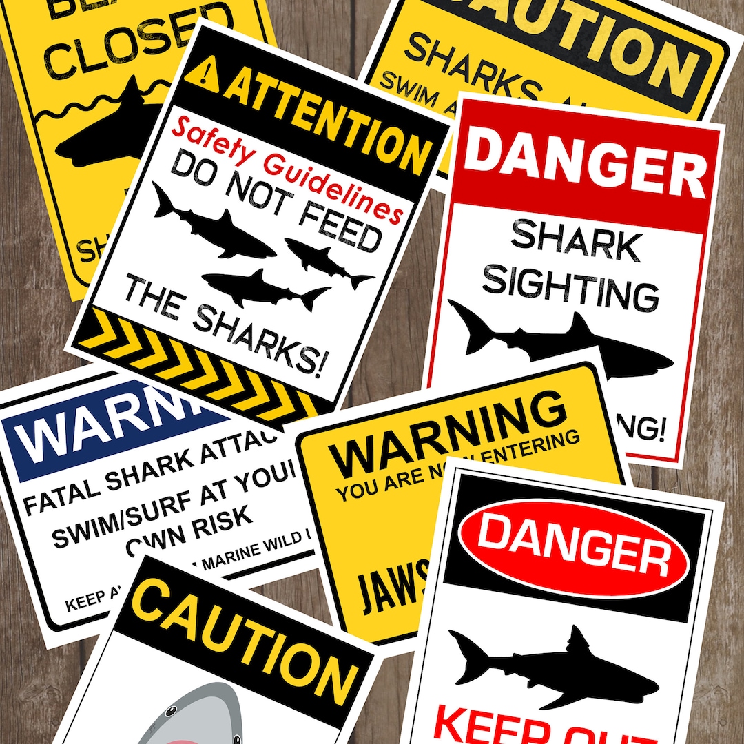 Shark Signs - Shark Party Decoration - Shark Photo Props - Under the ...