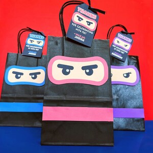 Ninja Favor Bags -ninja Thank You Tags- Ninja Birthday Party - Ninja ...