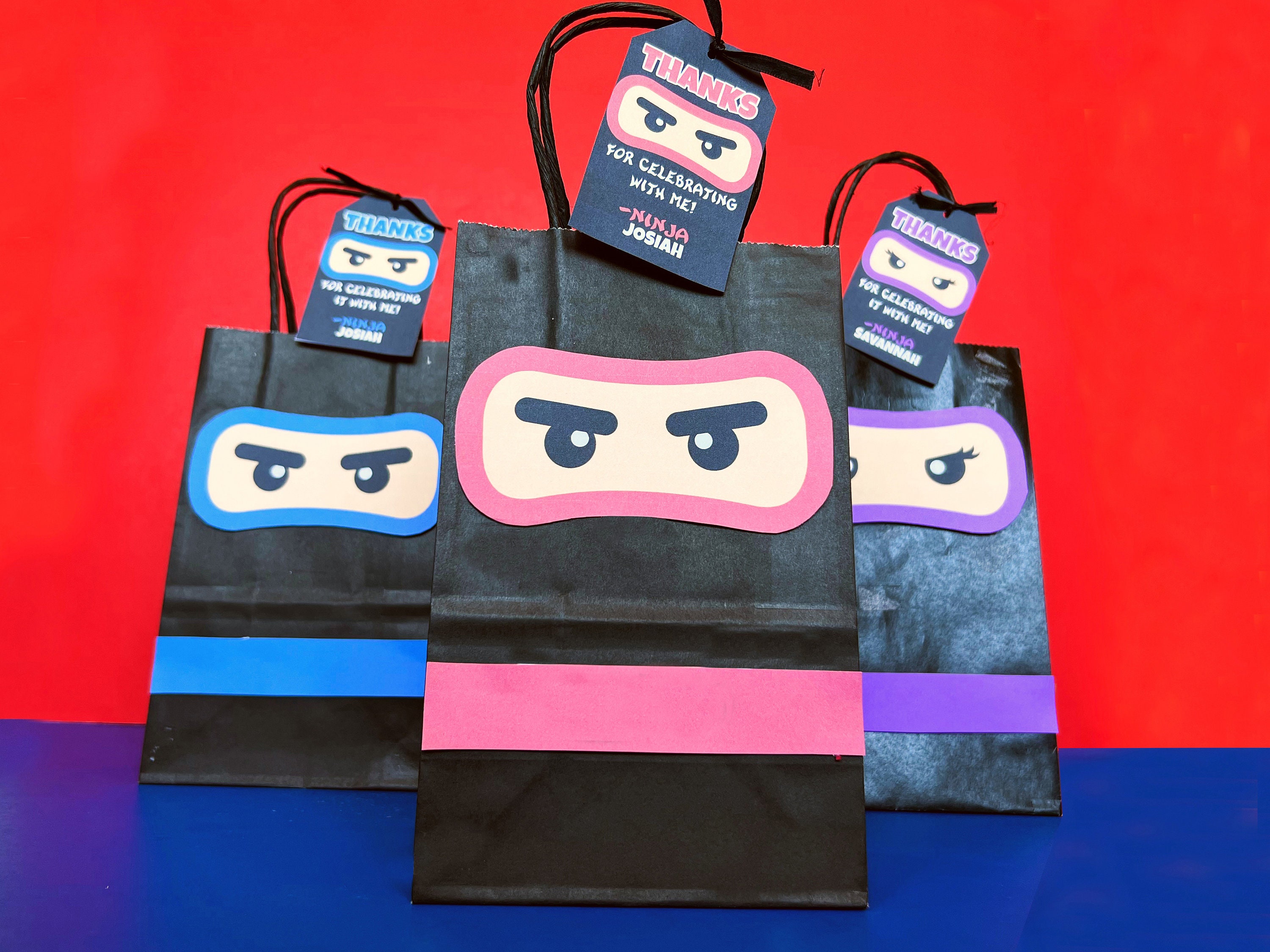 Ninja Favor Bags ninja Thank You Tags Ninja Birthday Party - Etsy
