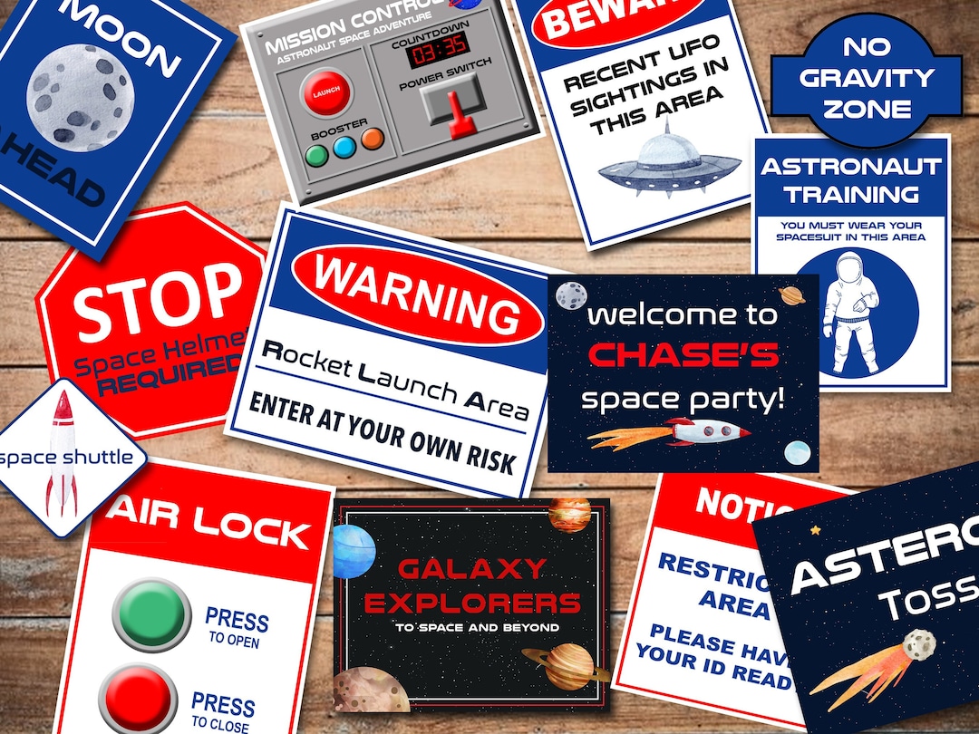 Space Signs - Outer Space Party Decoration - Astronauts - NASA Party ...
