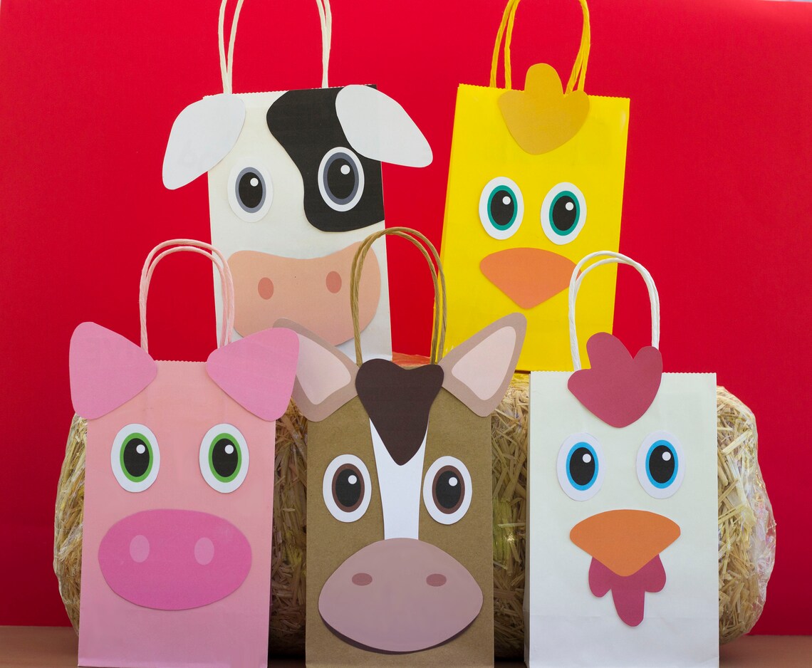 Farm Favor Bags - Barnyard Goodie Bags - Old Mcdonald Had a Farm Party ...