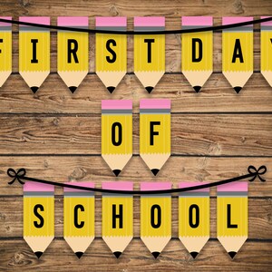 Pencil Banner - First Day of School - First Day of Kindergarten -back ...