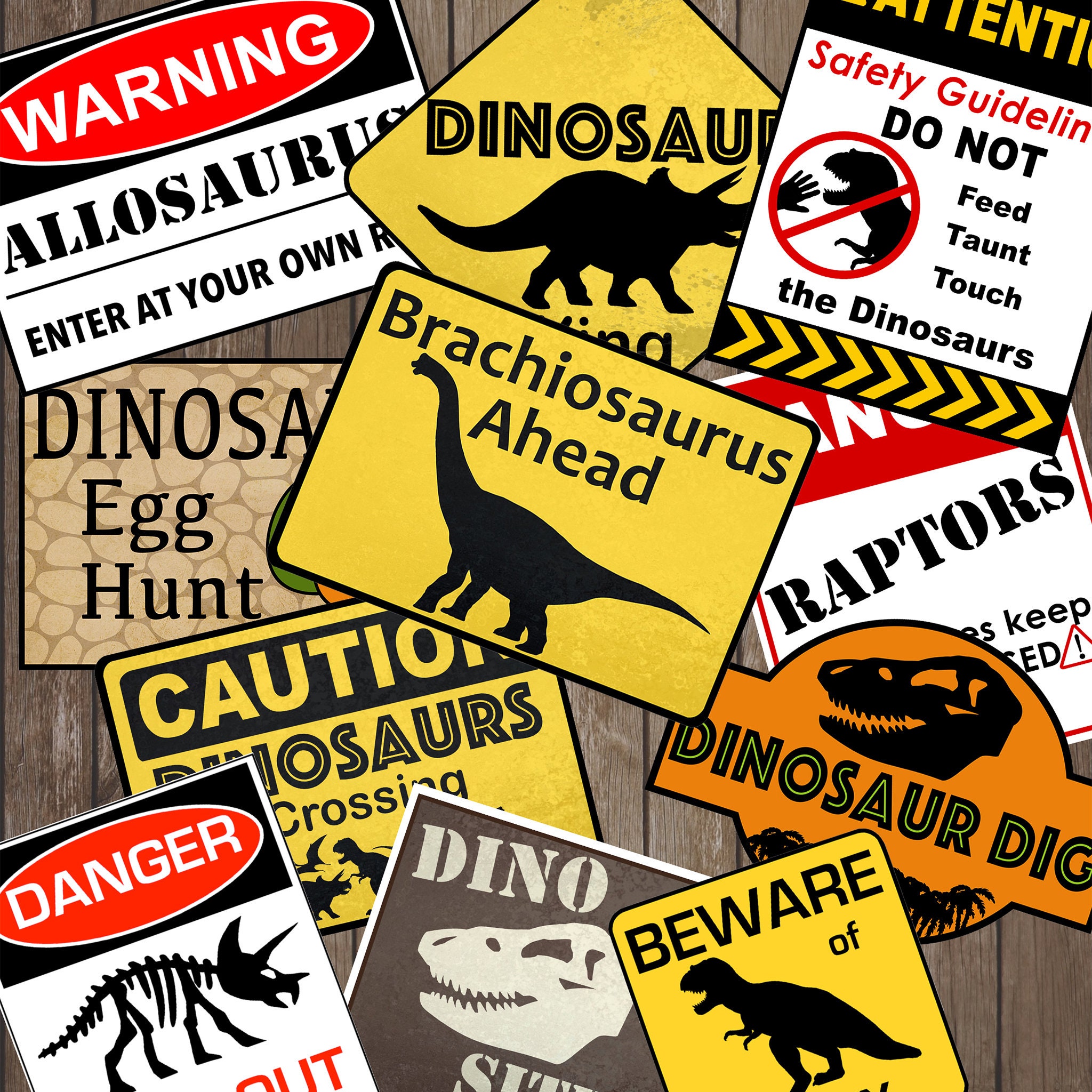 Dinosaur Signs Dinosaur Party Decoration Dinosaur Warning - Etsy