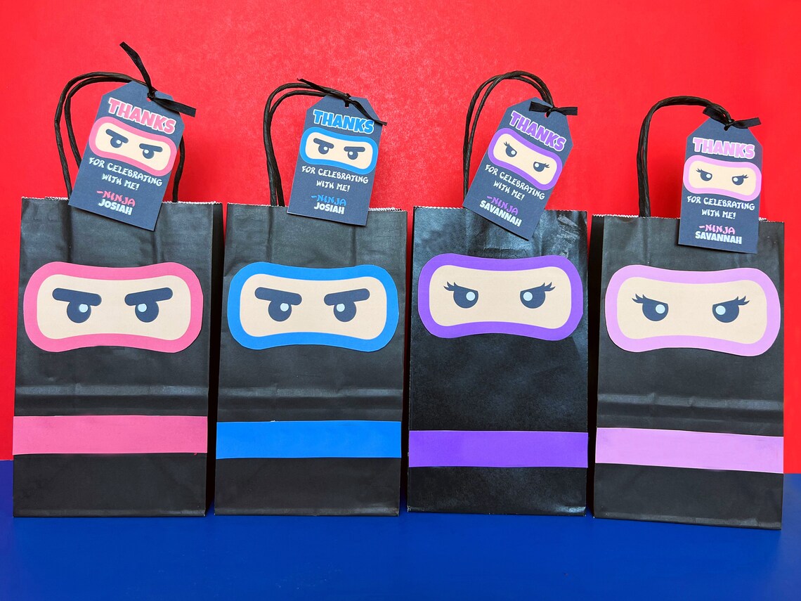 Ninja Favor Bags ninja Thank You Tags Ninja Birthday Party - Etsy