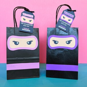 Ninja Favor Bags -ninja Thank You Tags- Ninja Birthday Party - Ninja ...