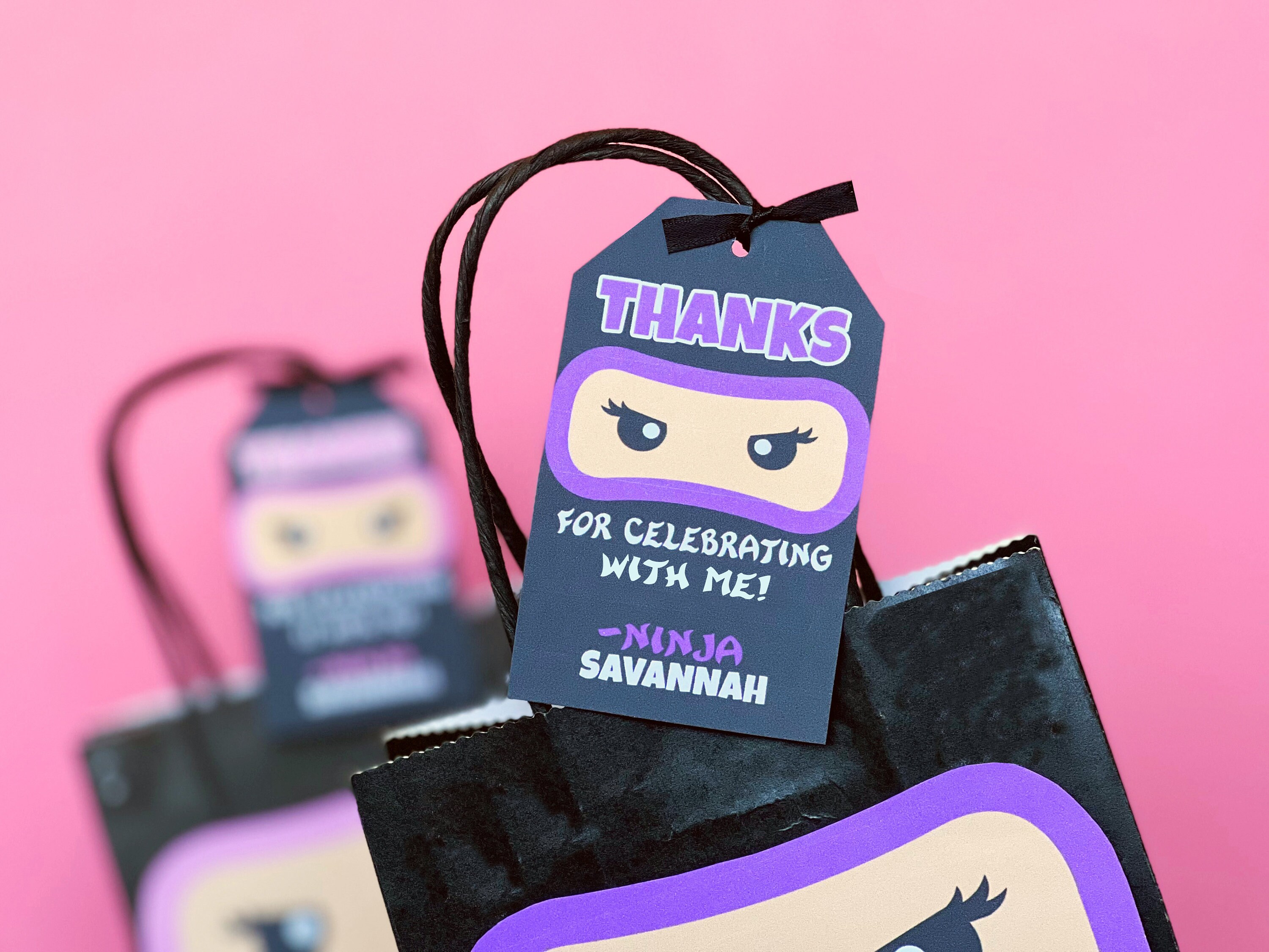Ninja Favor Bags ninja Thank You Tags Ninja Birthday Party - Etsy