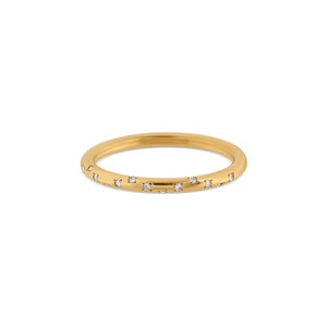 14K Solid Gold & Cluster Diamond Ring / 2.0 MM Gold Band / 0.05 CTW ...