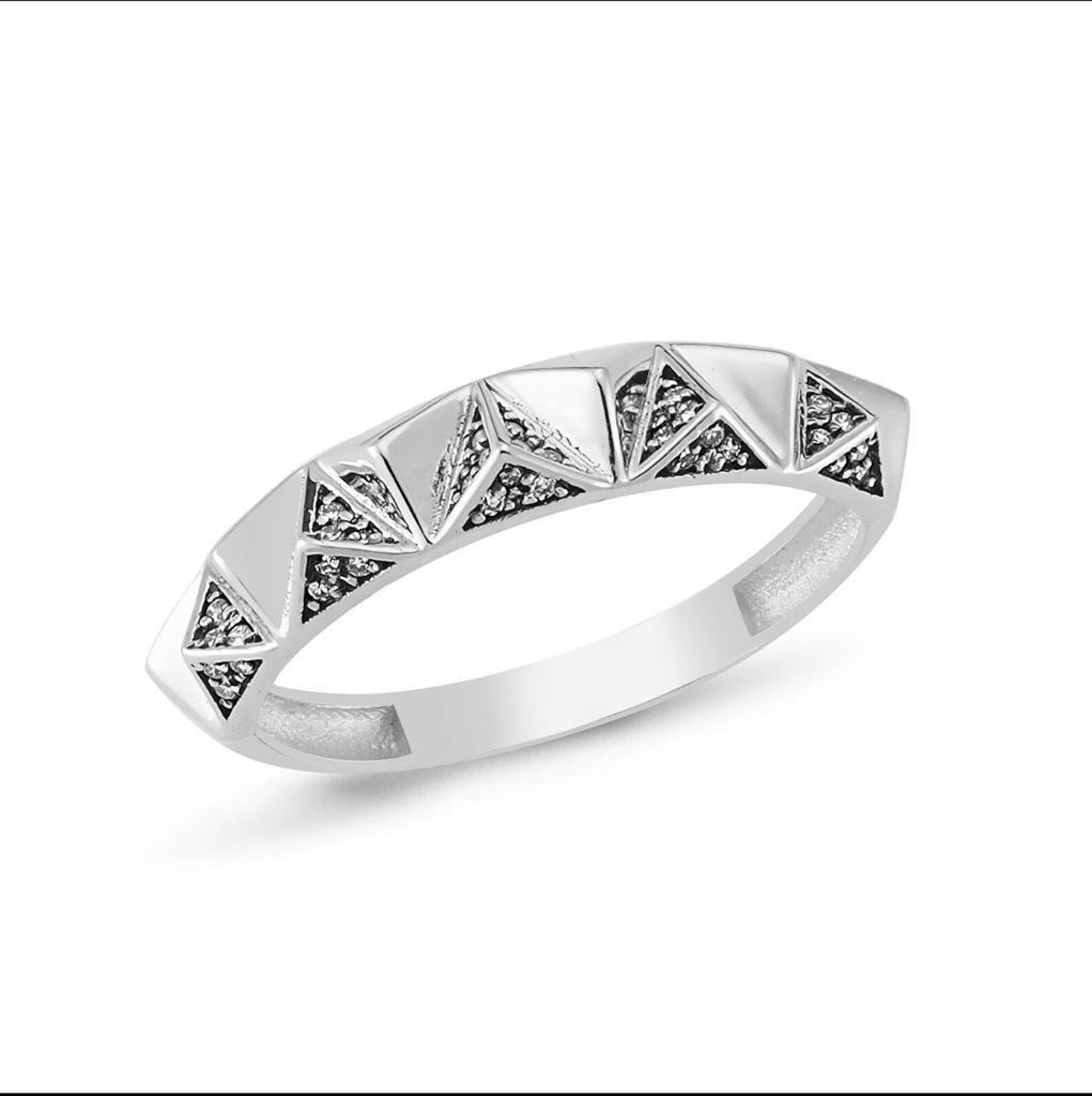 Solid 14K Gold and Diamond Triangular Spike Pyramid Ring/ - Etsy