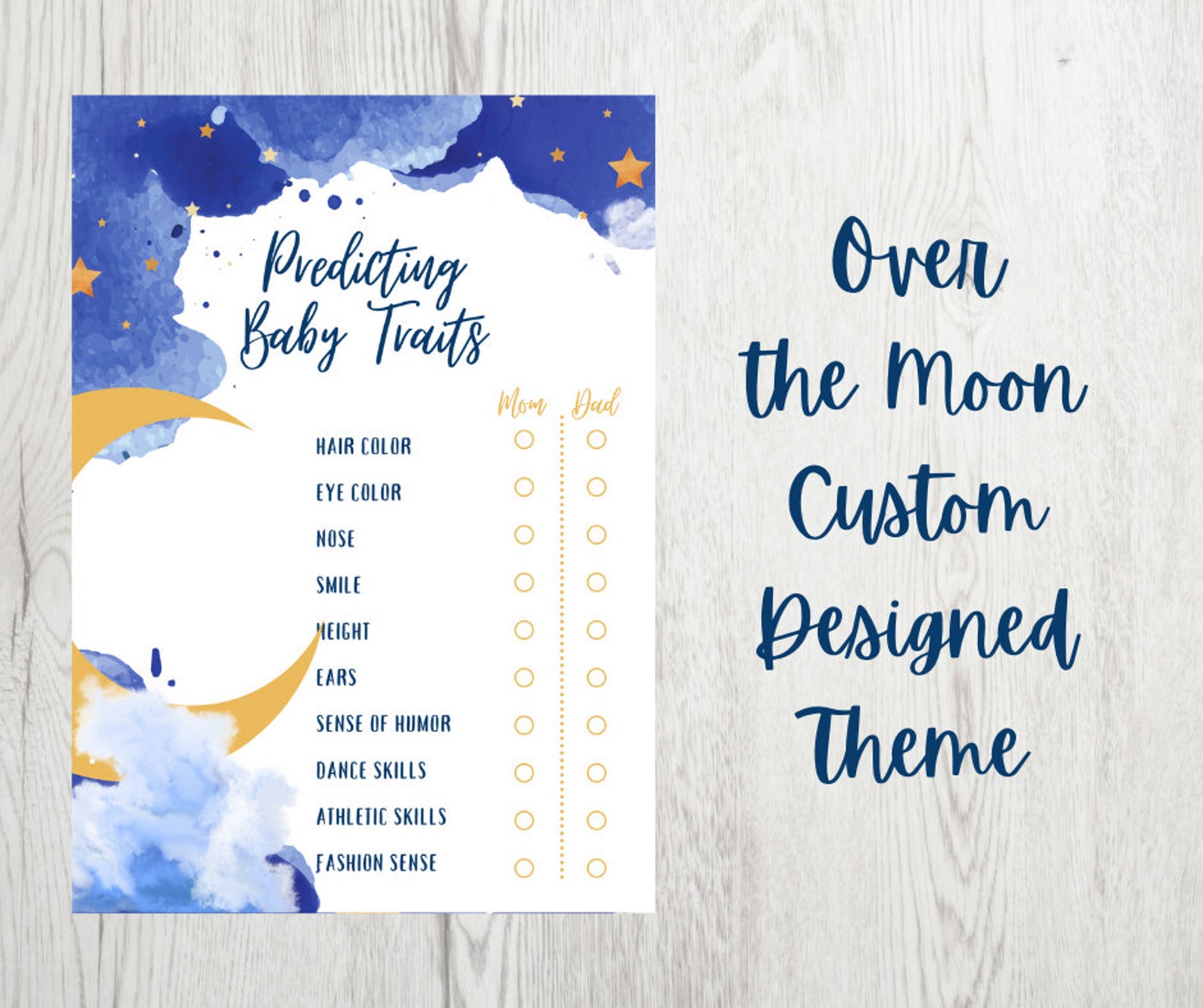 Moon & Stars Baby Shower Printable Games | 7 Digital Download Over the ...