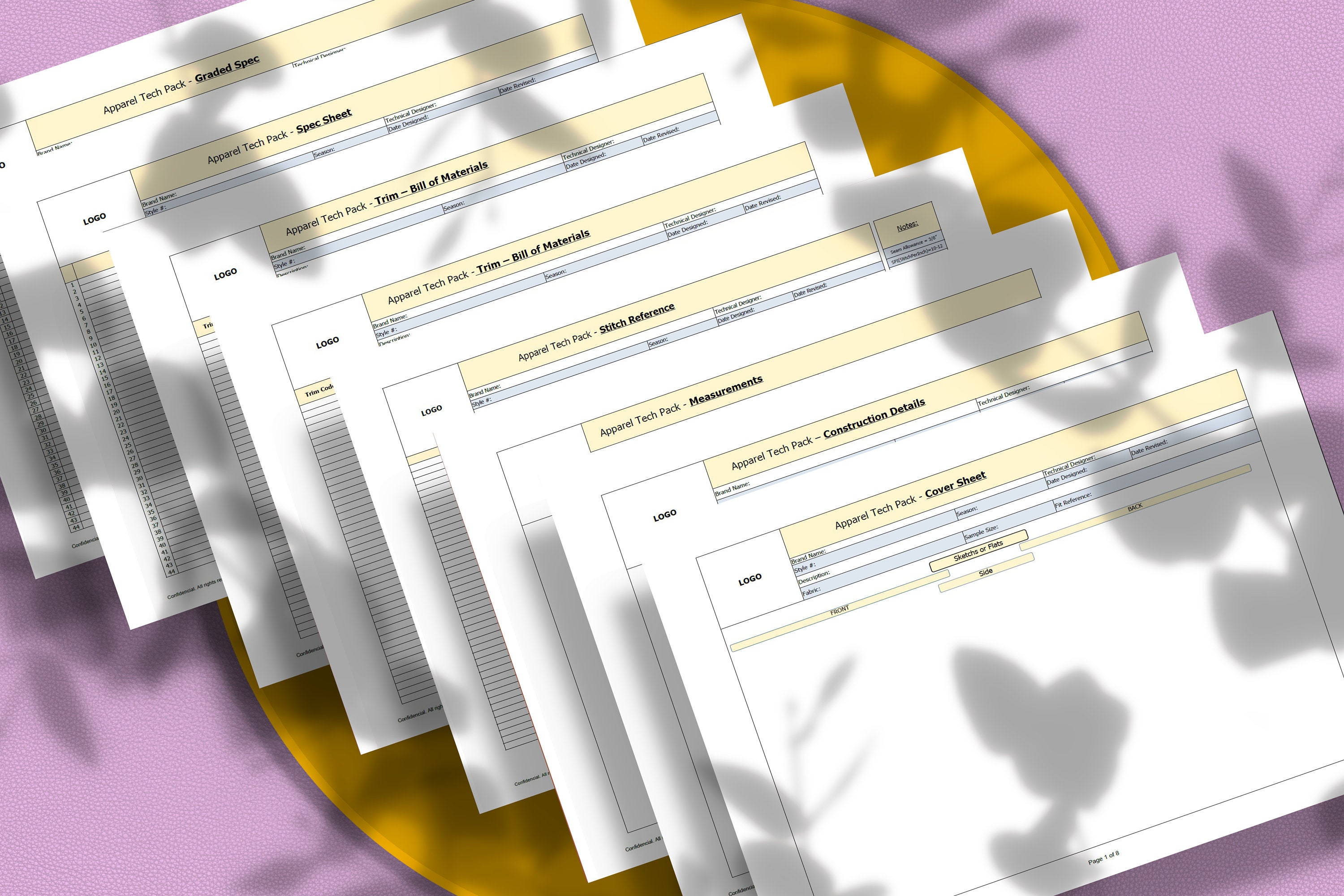 Fashion Apparel Template Design Complete Tech Pack Excel With Formulas ...