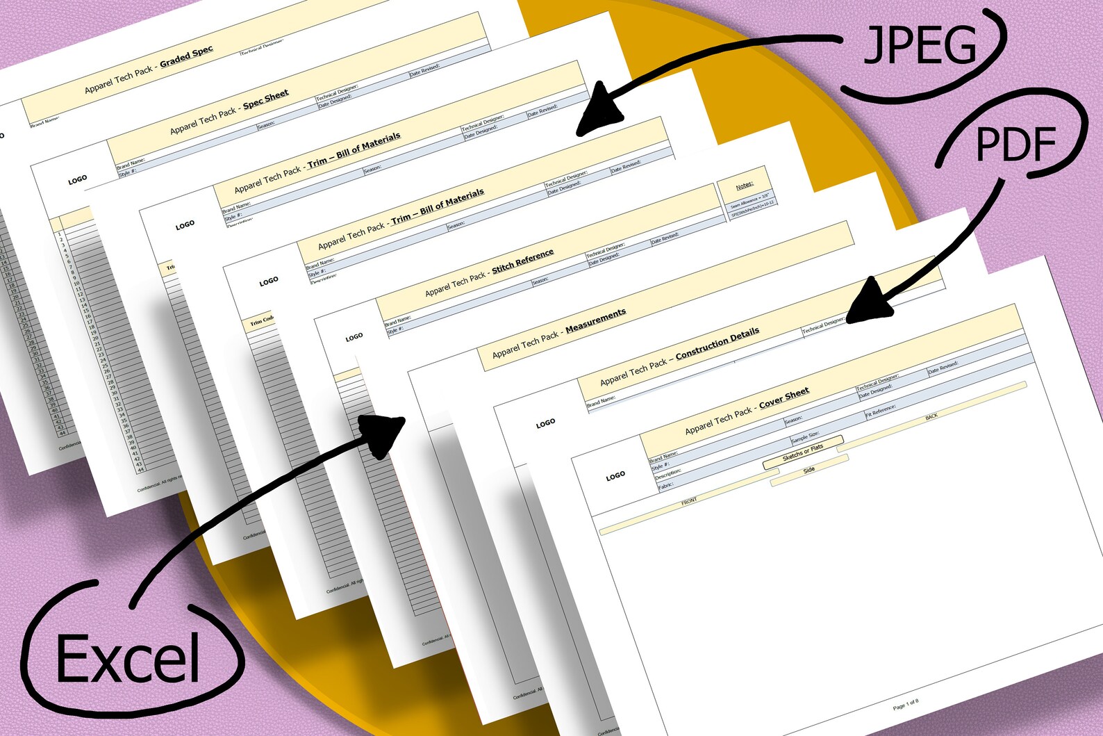 Fashion Apparel Template Design Complete Tech Pack Excel With Formulas ...