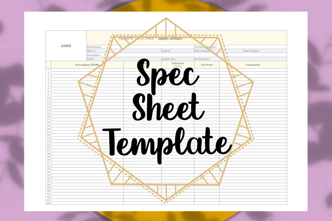 Fashion Design Tech Pack Spec Sheet Template - Etsy