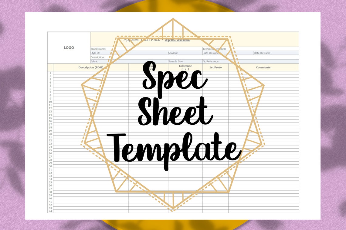 Fashion Design Tech Pack Spec Sheet Template - Etsy