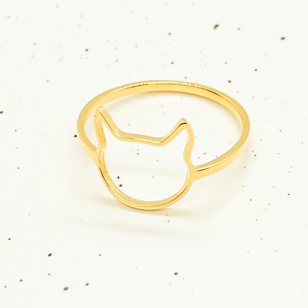 Meow Outline Ring by Furrybling Cat Face Ring for Women One Line ...