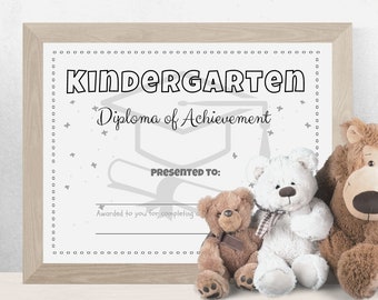 Black and White Kindergarten Certificate With Scalloped Border - Etsy