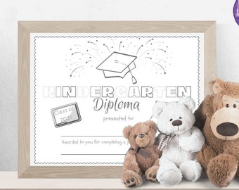 Black and White Kindergarten Certificate With Dotted Border / | Etsy
