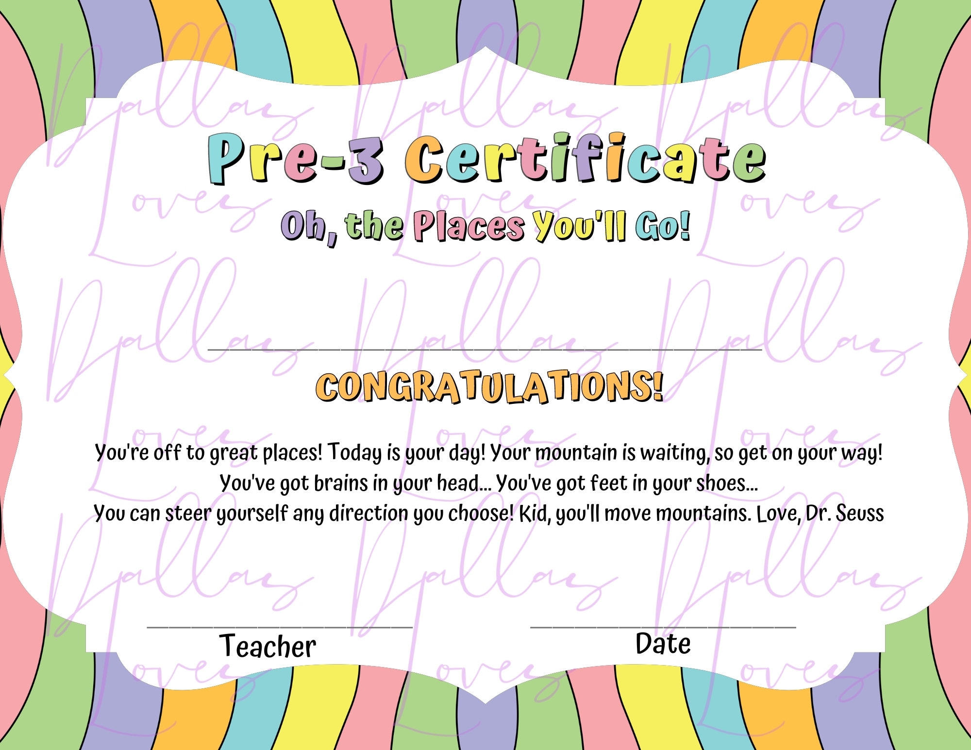 Oh the Places You’ll Go / Dr. Seuss / Pre-3 Graduation / Preschool ...