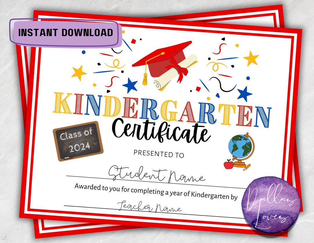 Red Border Kindergarten Certificate 2024 / Kinder Graduation ...