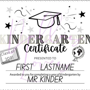 Black and White Kindergarten Certificate With Scalloped Border - Etsy