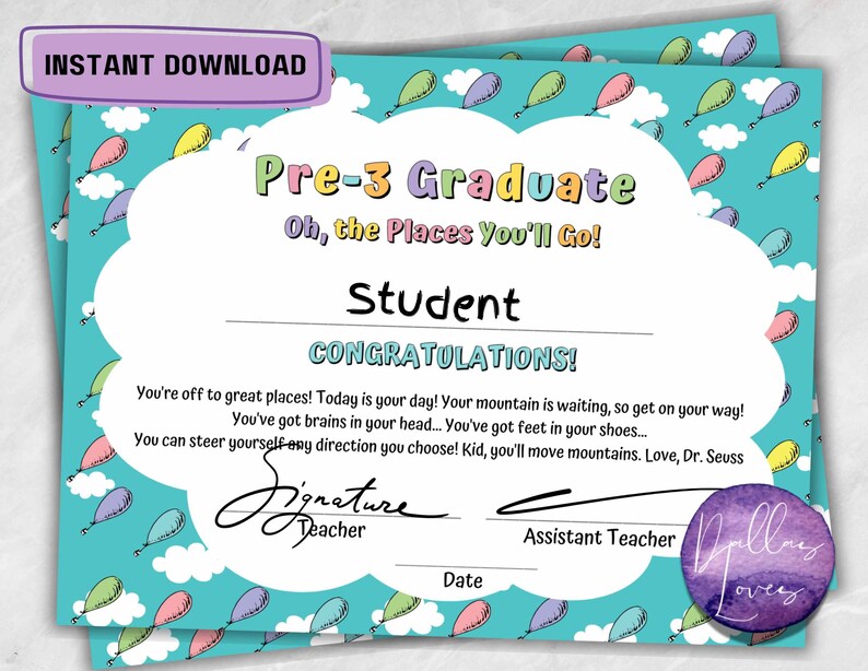 Oh the Places You’ll Go / Dr. Seuss / Pre-3 Graduate for Graduation ...