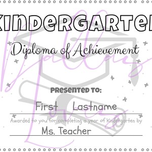 Black and White Kindergarten Certificate With Dotted Border / Kinder ...