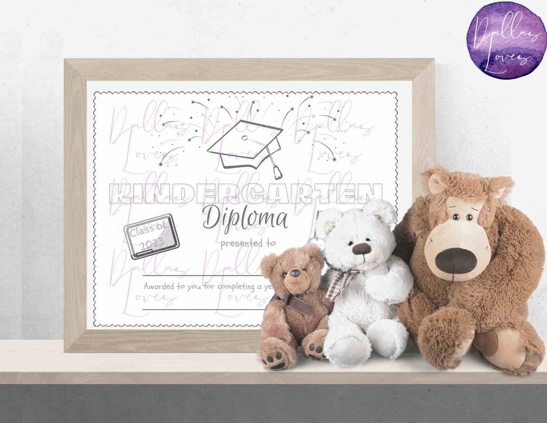 Black and White Kindergarten Certificate With Scalloped Border - Etsy