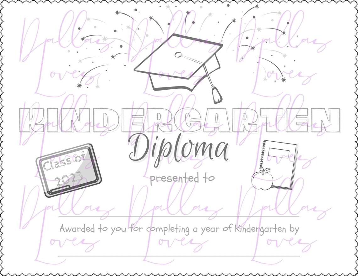 Black and White Kindergarten Certificate With Scalloped Border 2024 ...