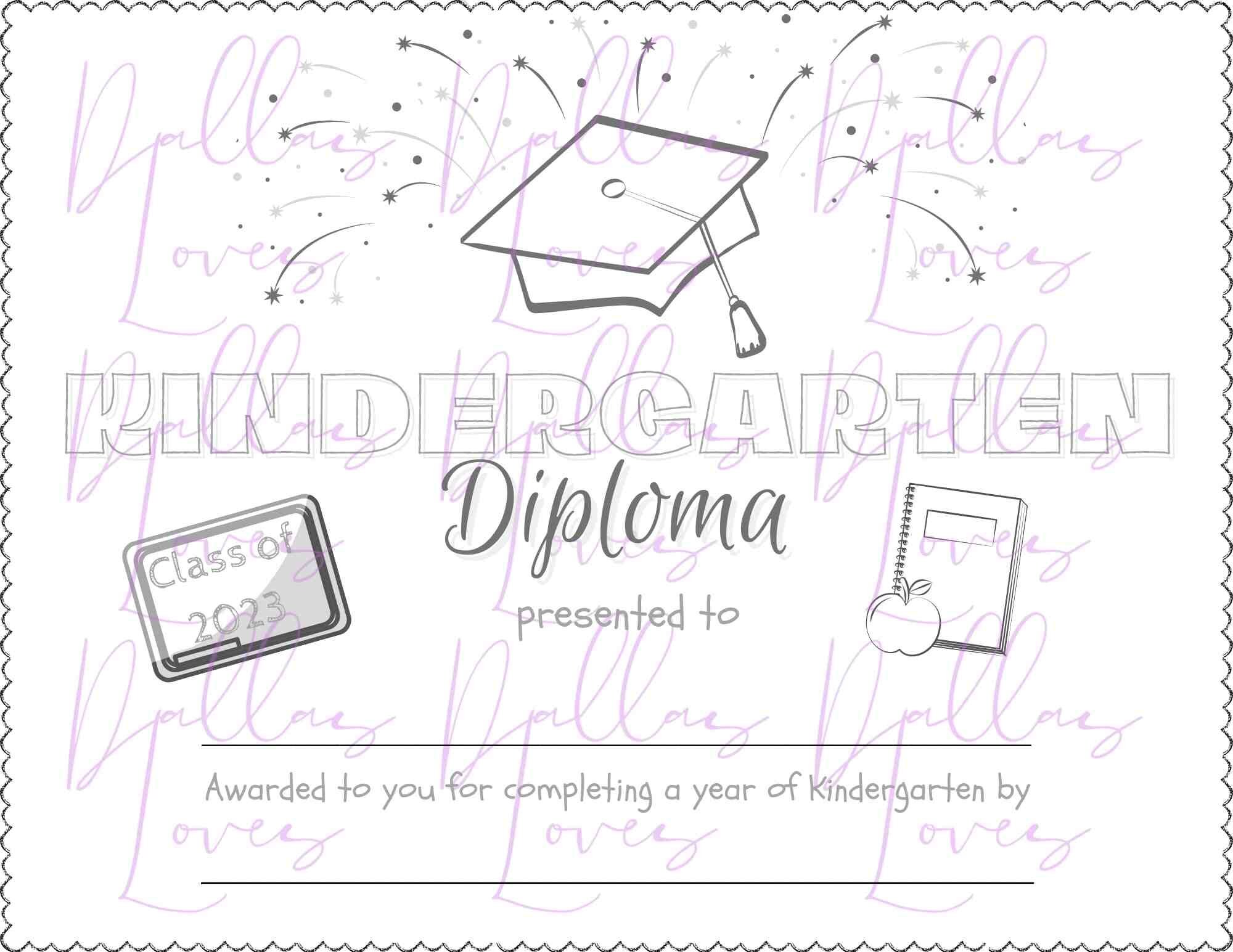 Black and White Kindergarten Certificate With Scalloped Border 2024 ...