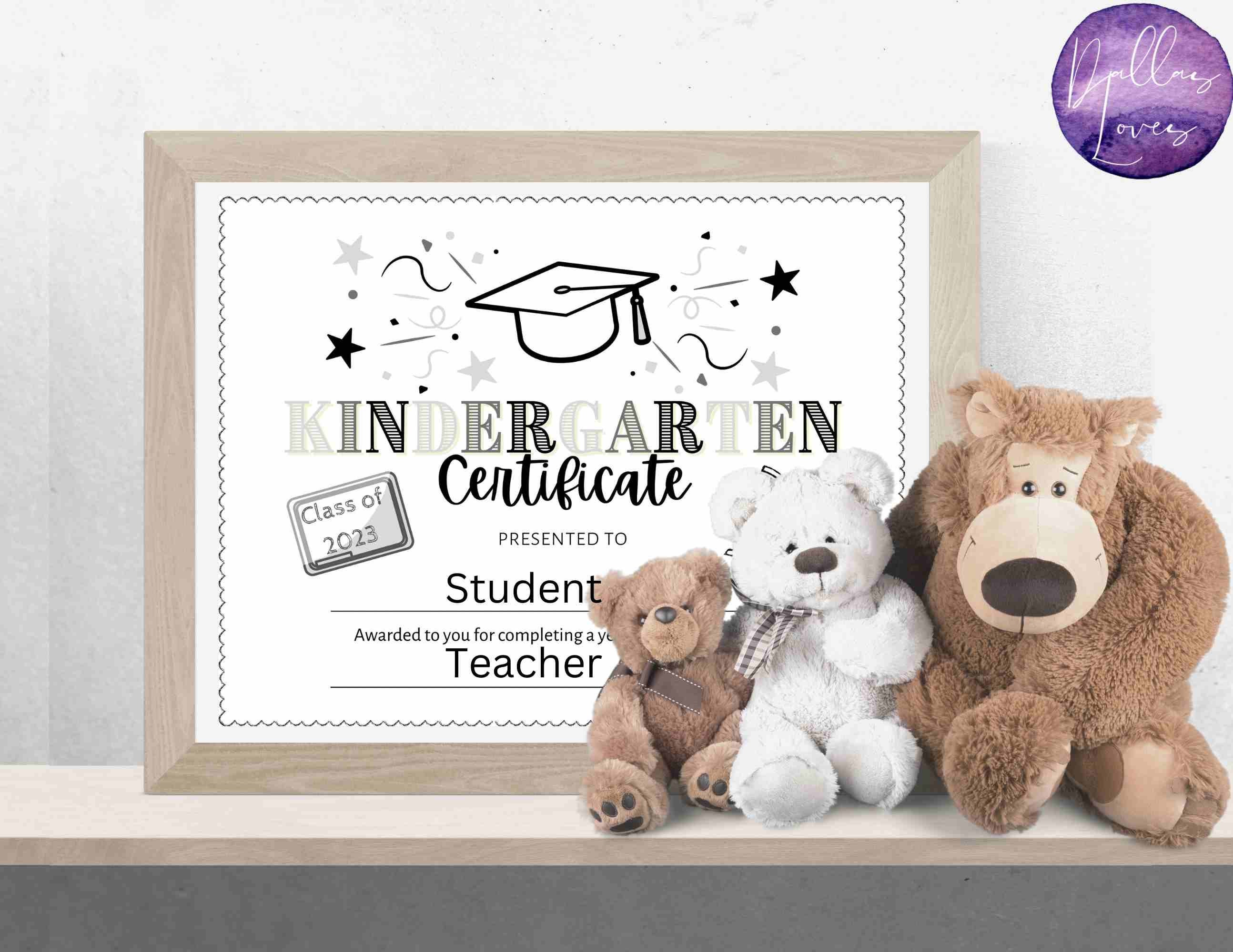 Black and White Kindergarten Certificate With Scalloped Border - Etsy