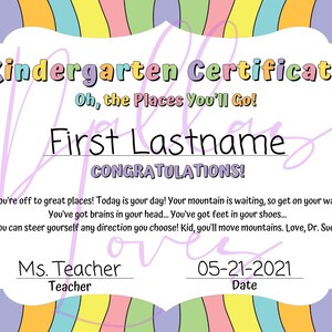 Oh the Places You’ll Go / Dr. Seuss / Kinder Graduation / Rainbow ...