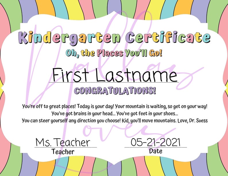 Oh the Places You’ll Go / Dr. Seuss / Kinder Graduation / Rainbow ...