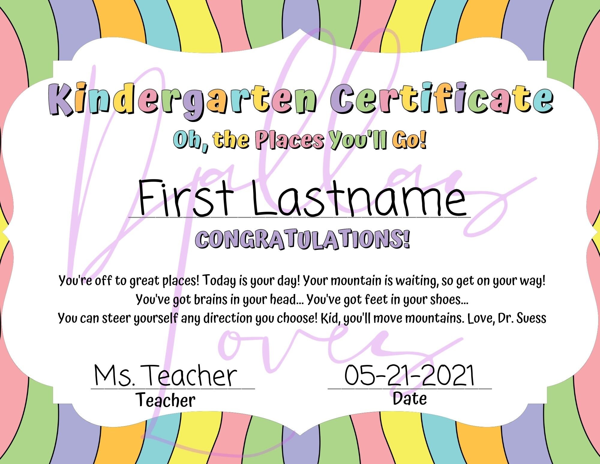 Oh the Places You’ll Go / Dr. Seuss / Kinder Graduation / Rainbow ...
